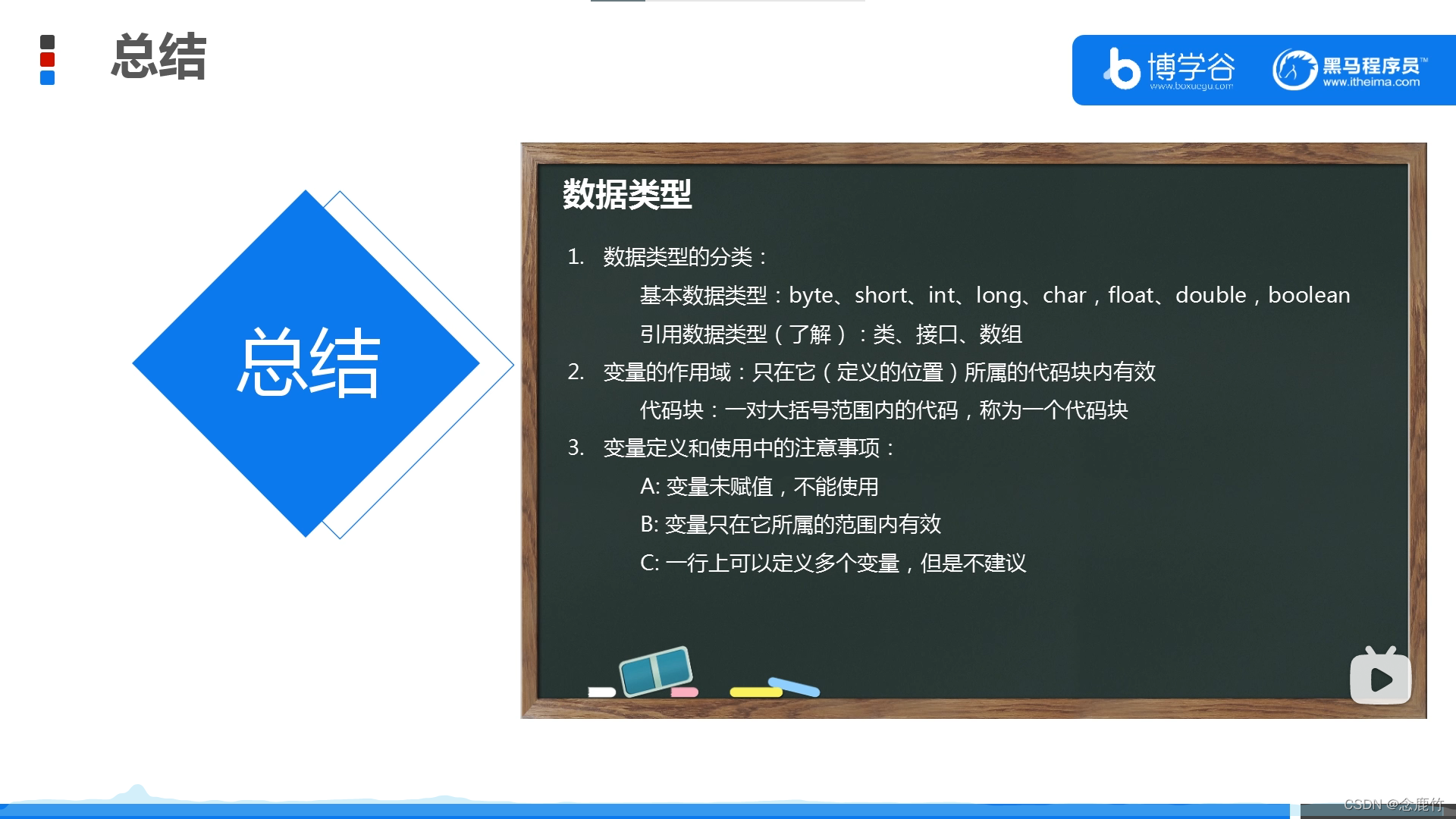 【java笔记】不用点开（黑马程序员网课截图，比较杂）（常量、变量、数据类型、数据类型的转换、标识符）黑马程序员的截图 Csdn博客