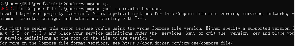 Docker ERROR:The Compose file ‘.\docker-compose.yml‘ is invalid because:_invalid top-level ...