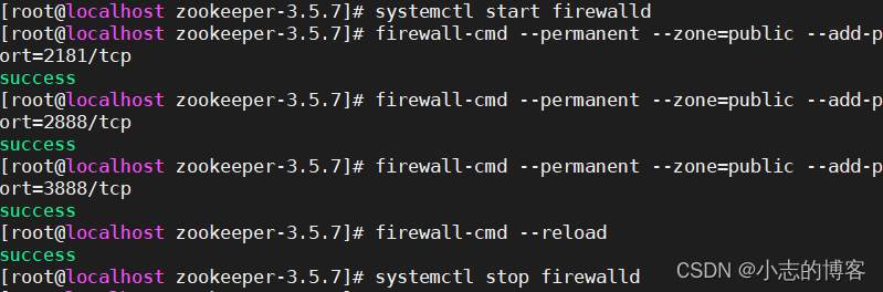 Zookeeper3.5.7版本——集群部署（linux环境-centos7）_linux开放3888端口-CSDN博客