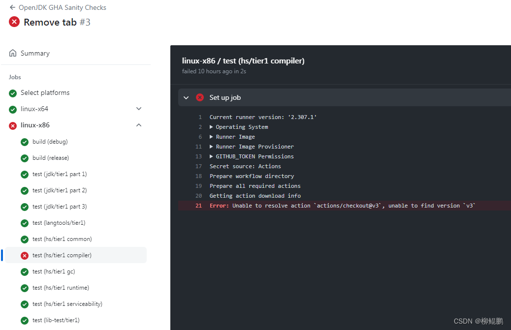 自行消失OpenJDK check Error: Unable to resolve action `actions/checkout@v3`, unable to find version ...