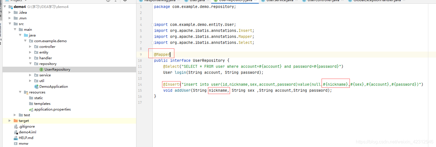 springboot+mybatis+mysql java后端教程_创建 userrepository 接口是写在哪个包下边-CSDN博客