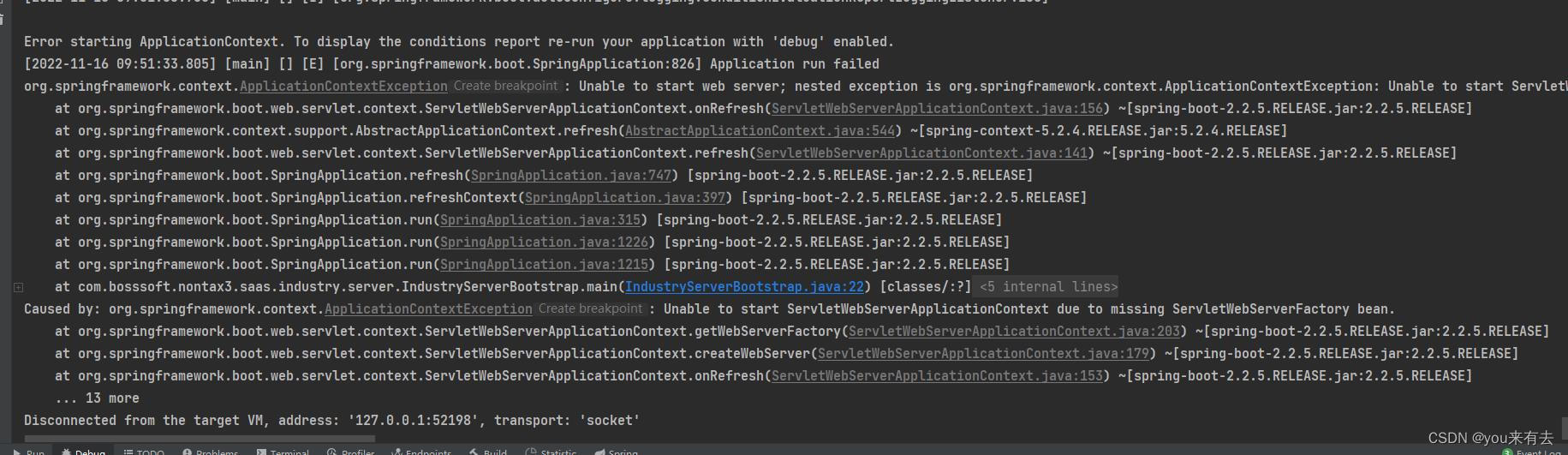 报错Unable to start ServletWebServerApplicationContext due to missing ServletWebServerFactory bean ...