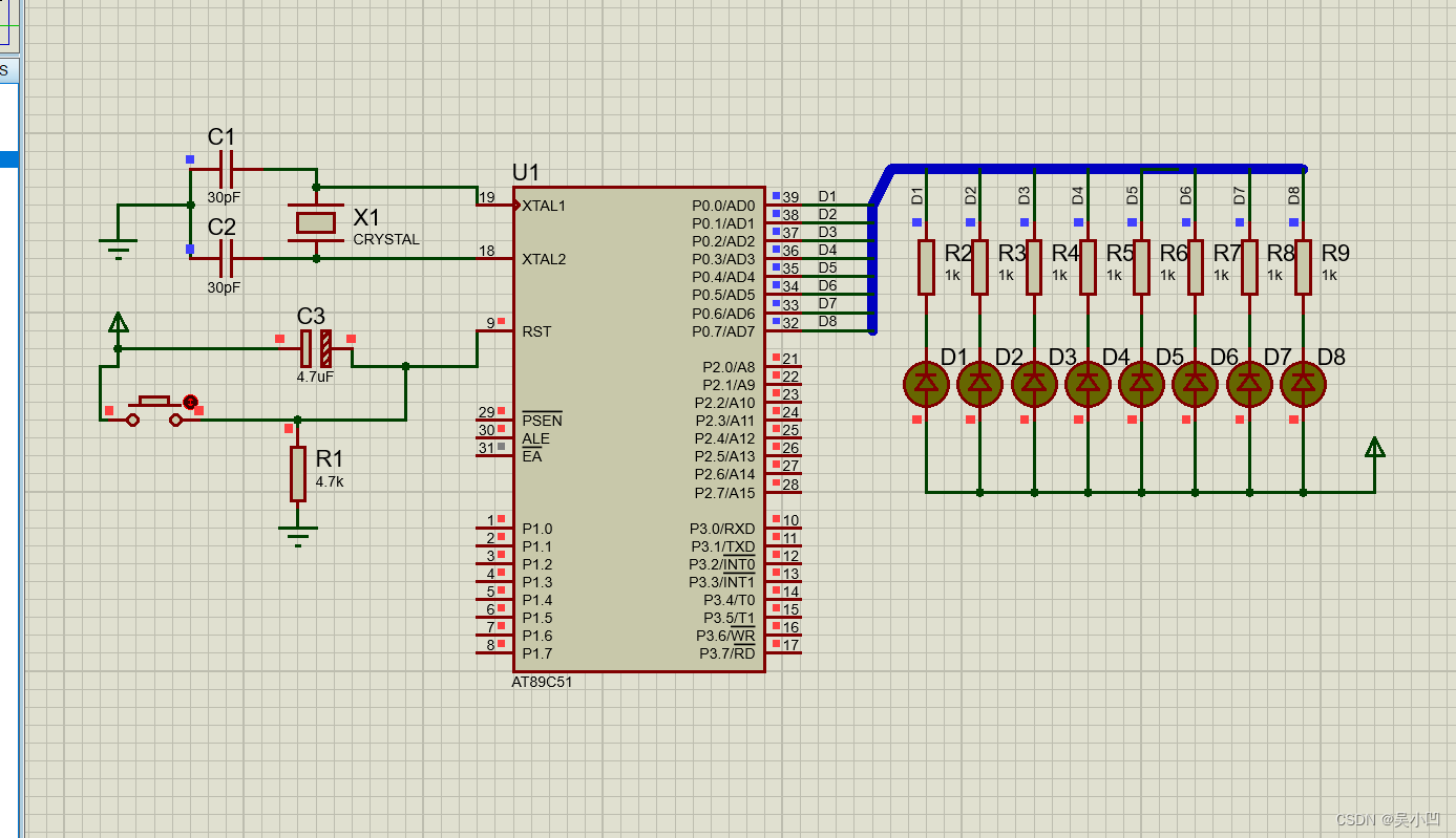51 流水灯 keil+proteus 全网最详细_keil与proteus联合点亮led灯-CSDN博客