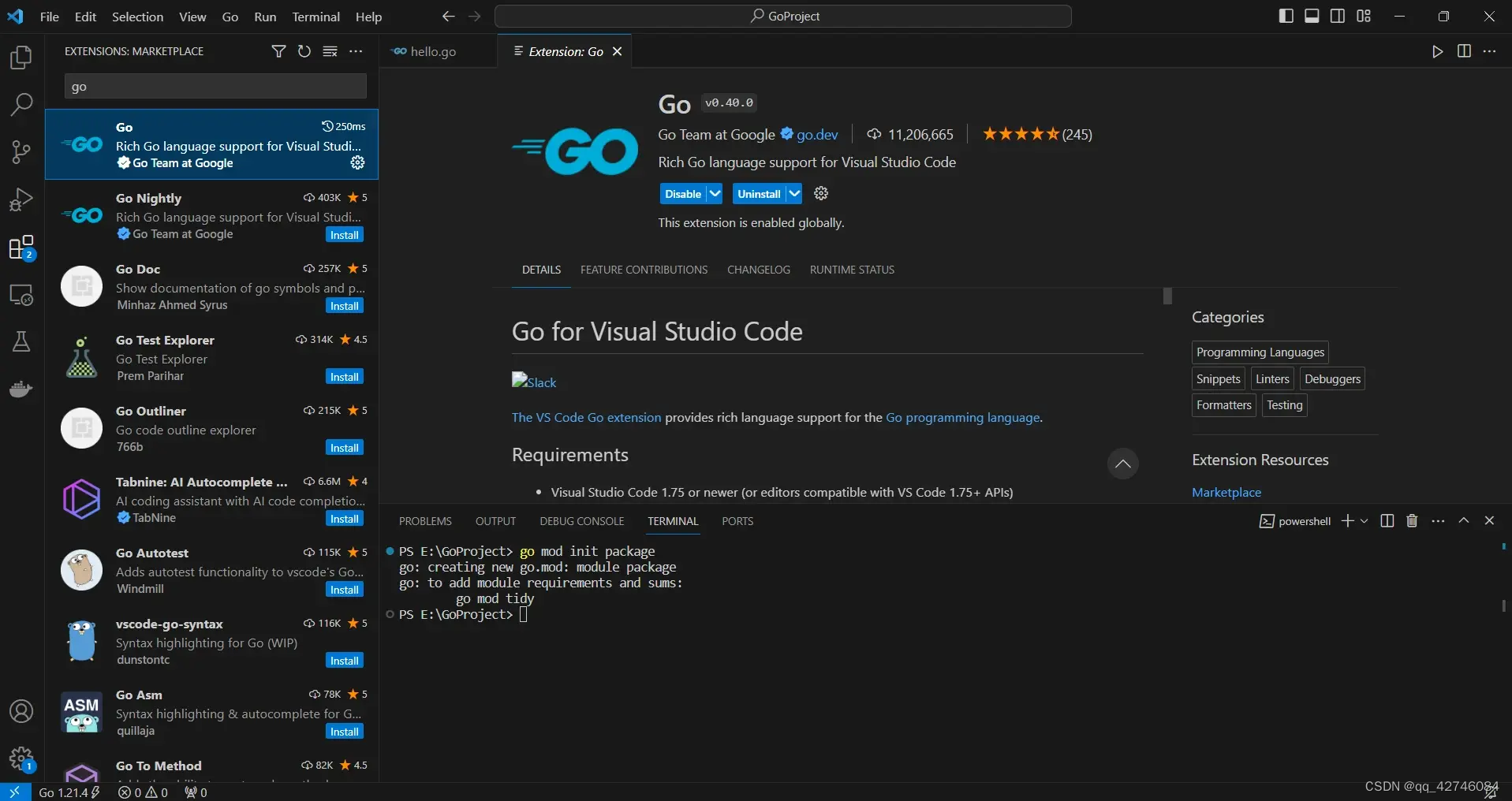 VSCODE创建GO项目，package main时报错gopls was not able to find modules in your workspace.-CSDN博客
