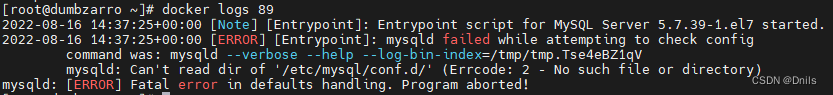 mysqld: Can‘t read dir of ‘/etc/mysql/conf.d/‘ (Errcode: 2 - No such file or directory)_找不到mysql ...