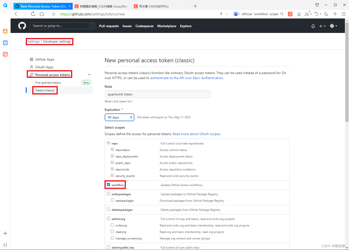 Git提交时报错：(refusing to allow a Personal Access Token to create or update workflow `.github ...