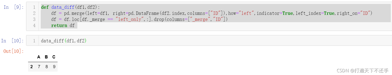 Python 两个dataframe取不同部分比较两个dataframe 不同并筛选出来 Csdn博客