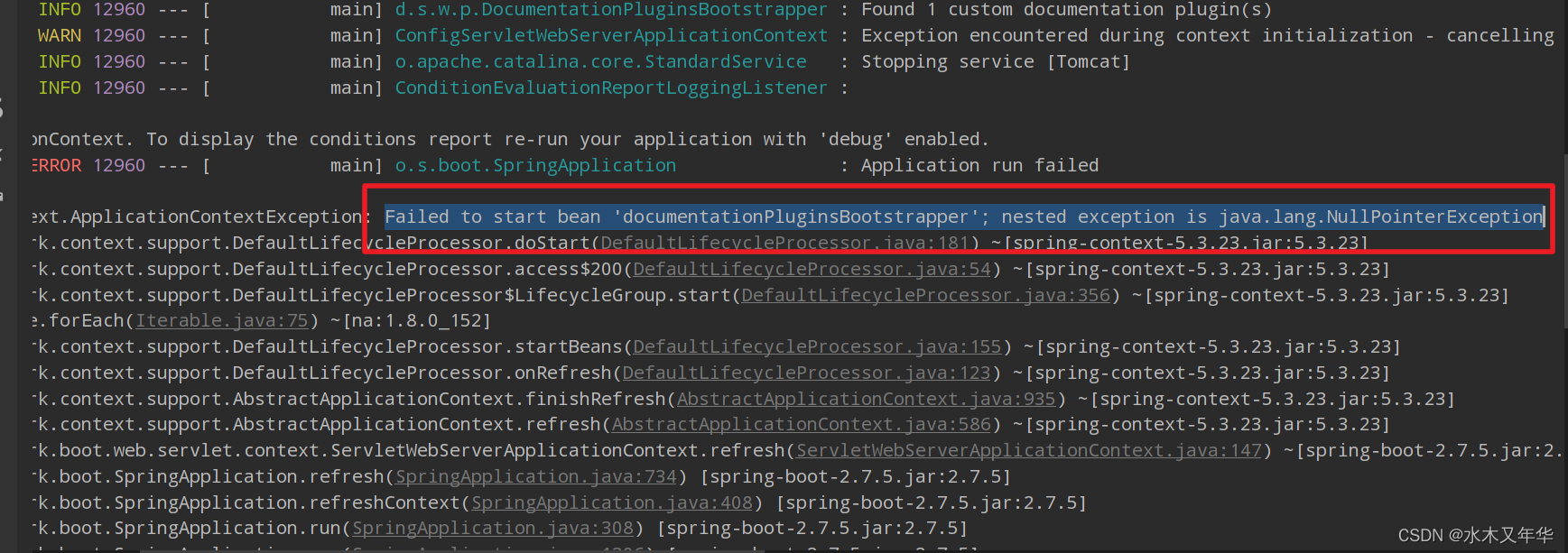 Failed to start bean ‘documentationPluginsBootstrapper‘； nested exception is java.lang ...