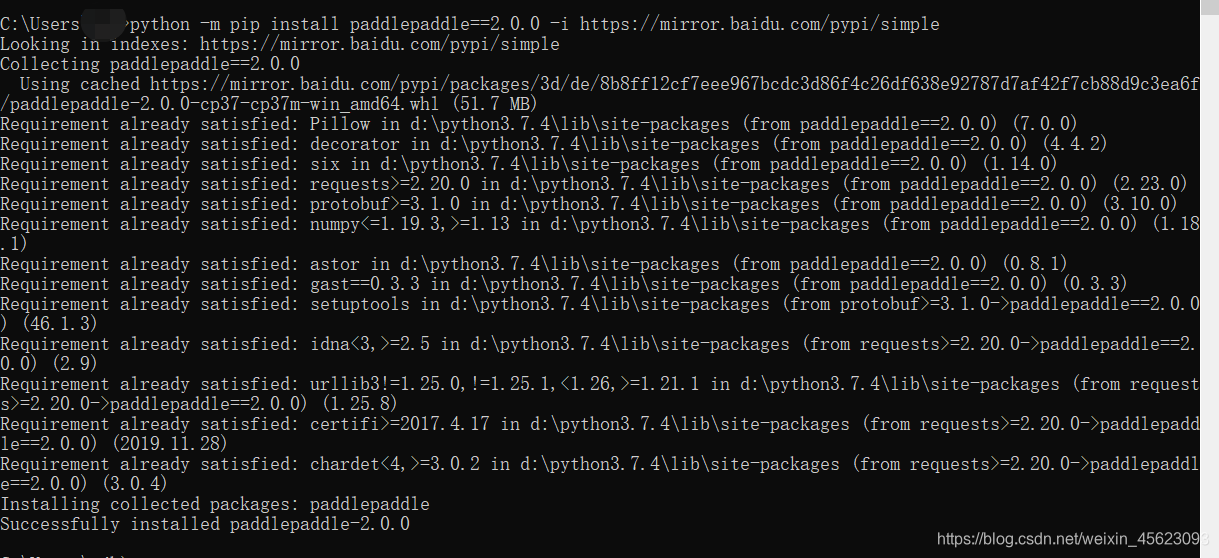 【paddle2.0正式版安装】pip安装paddle-CPU版本_paddlepaddle安装 pip命令-CSDN博客