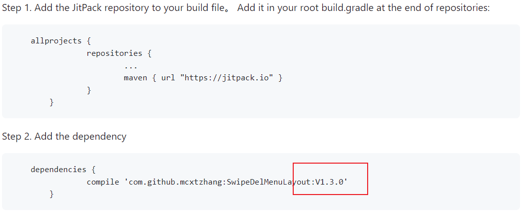 SwipeDelMenuLayout失效：Could not find SwipeDelMenuLayout-V1.3.0.jar_could not find com.github ...