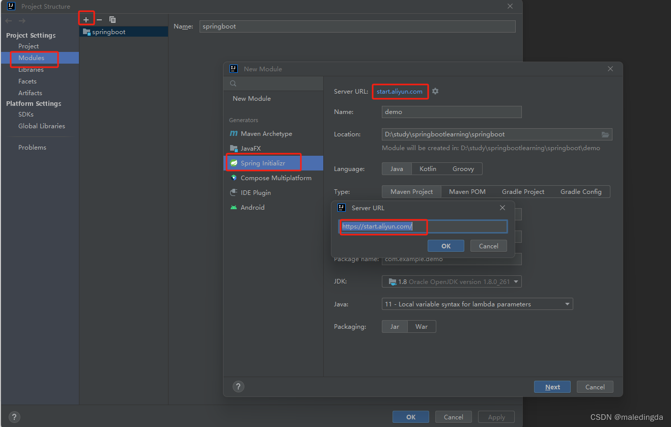 lnitialization failed for https://start.spring.ioPlease check URL, network and proxy settings ...