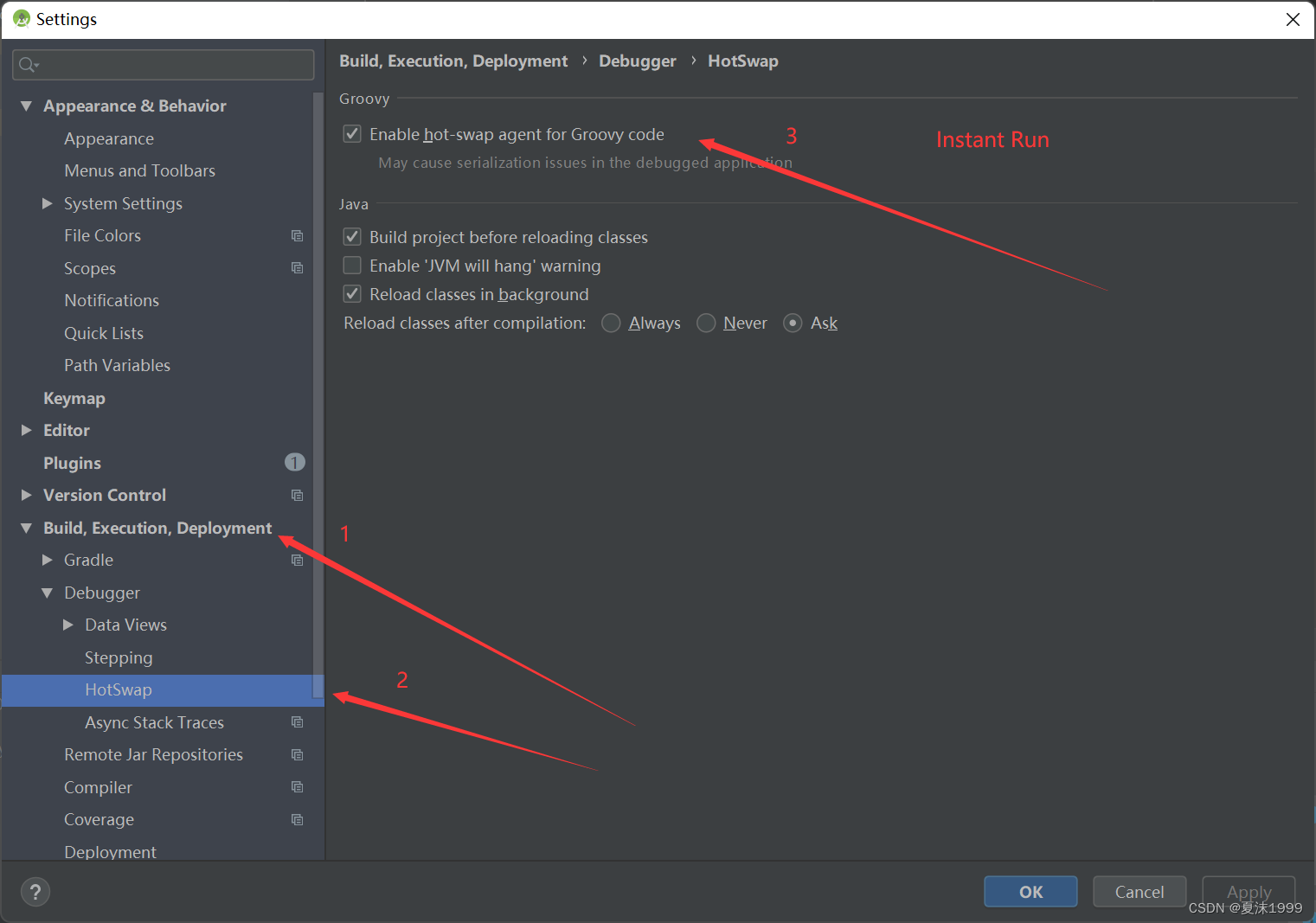 Android Studio 3.0(3.5,4.0) 及以上 Instant Run(HotSwap) 功能开启或关闭_android studio instant run-CSDN博客
