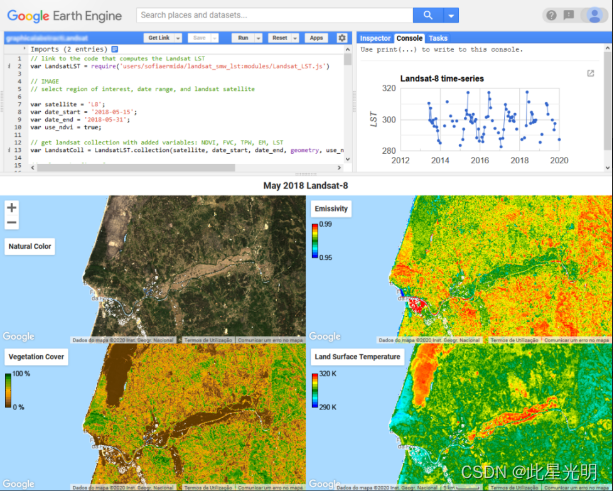 Google Earth Engine——利用已有的开源代码在GEE中计算来自Landsat 4、5、7和8 TOA、SR的地表温度LST ...
