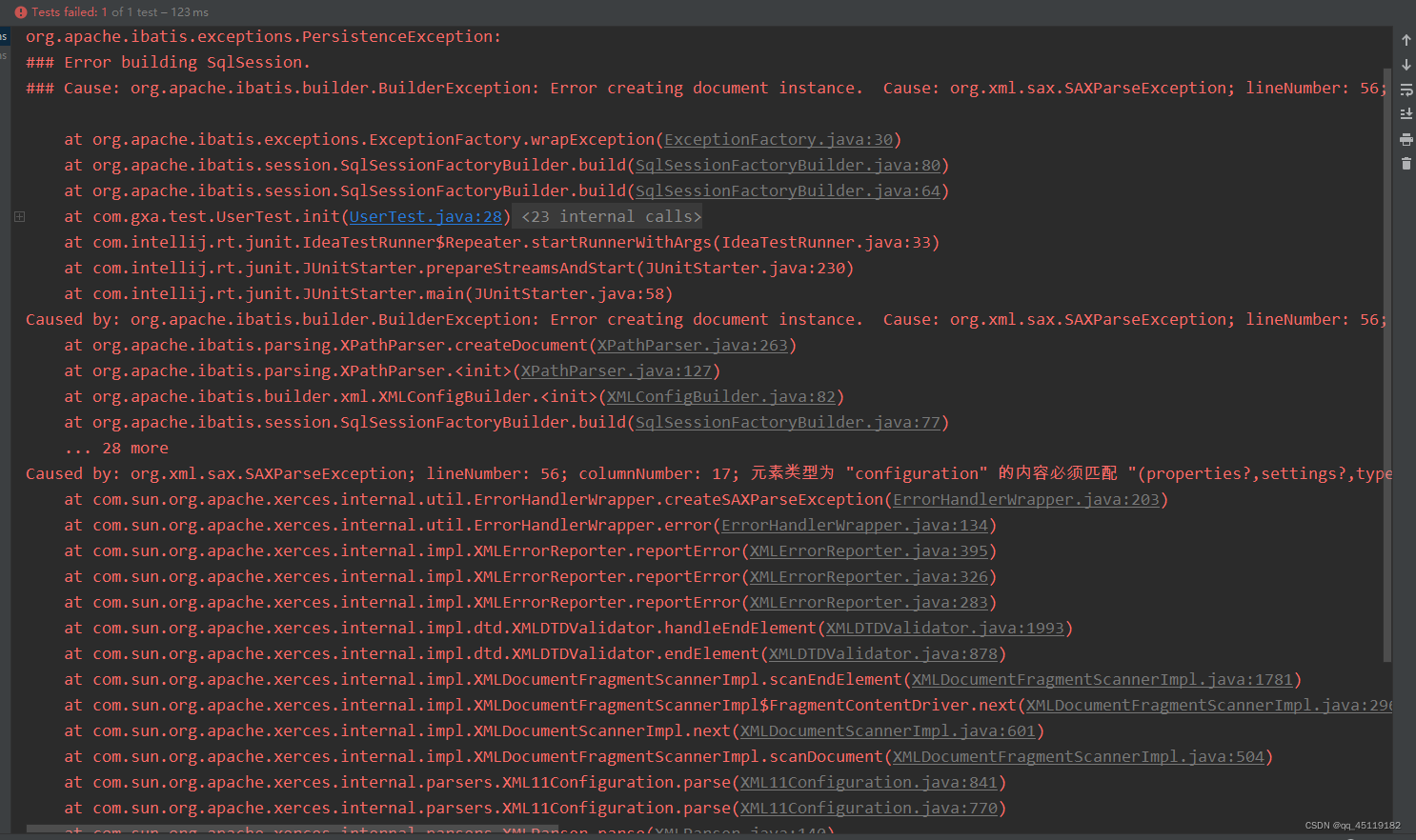 Mybatis总配置文件xml报错_error parsing xml. cause: org.xml.sax.saxparseexce-CSDN博客