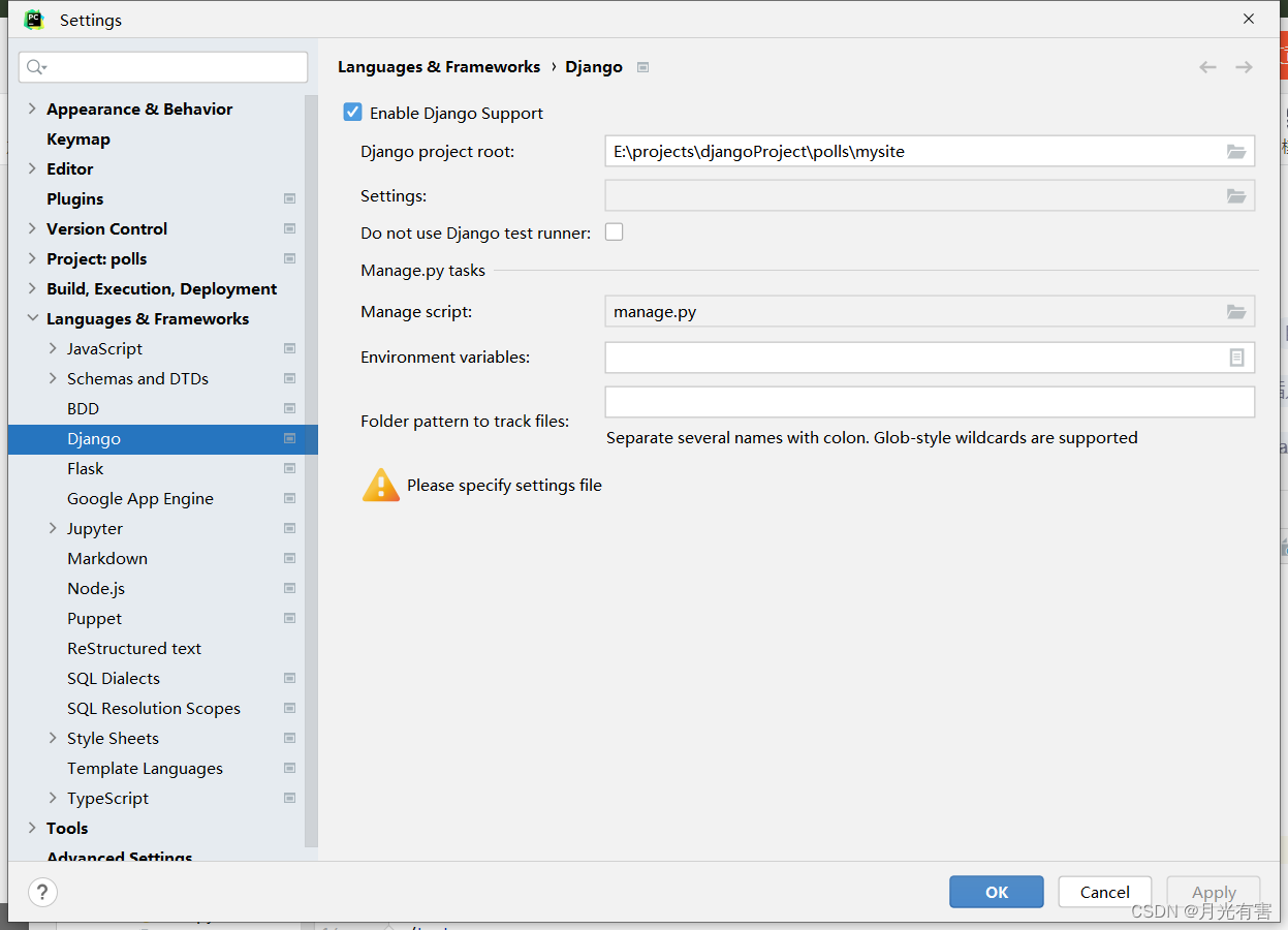 Pycharm打开django支持_pycharm启用django支持-CSDN博客