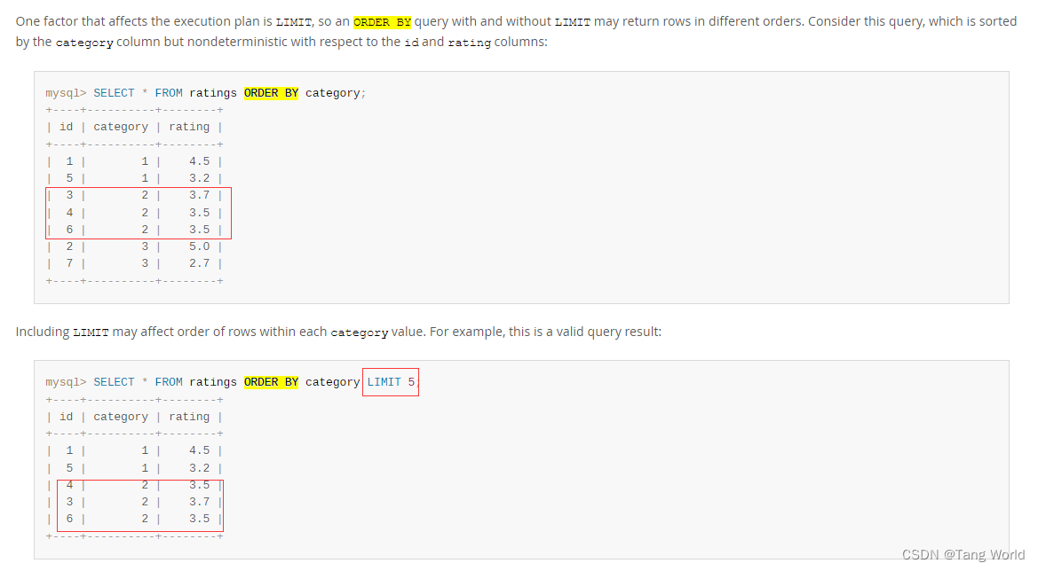 数据库orderby添加limit关键字前后，结果不稳定现象_sql order 外面套了limit 排序乱了-CSDN博客