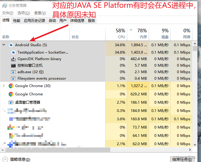 【Android Studio】main方法以及activity无法正常运行（另一个程序正在使用此文件，进程无法访问 / Address ...