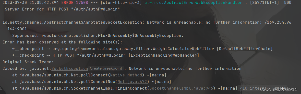 io.netty.channel.AbstractChannel$AnnotatedSocketException: Network is unreachable: no further ...