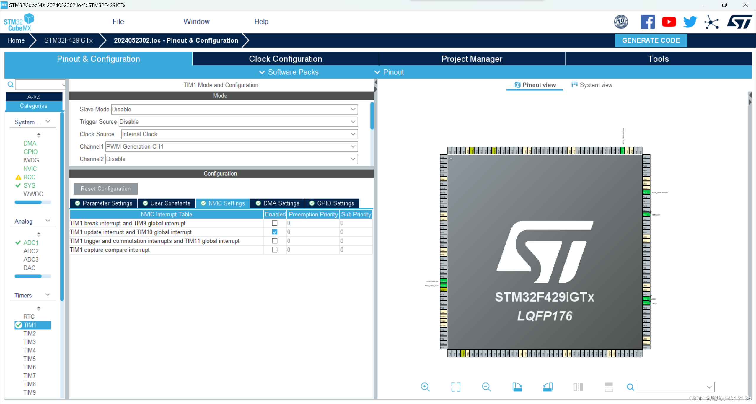 STM32-HAL库配置定时器溢出中断+ADC+DMA采样_stm32f4 hal adc dma tim-CSDN博客