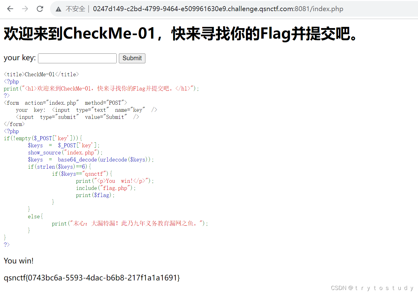 {青少年CTF} CheckMe01 详解_青少年ctf mc大挑战01-CSDN博客