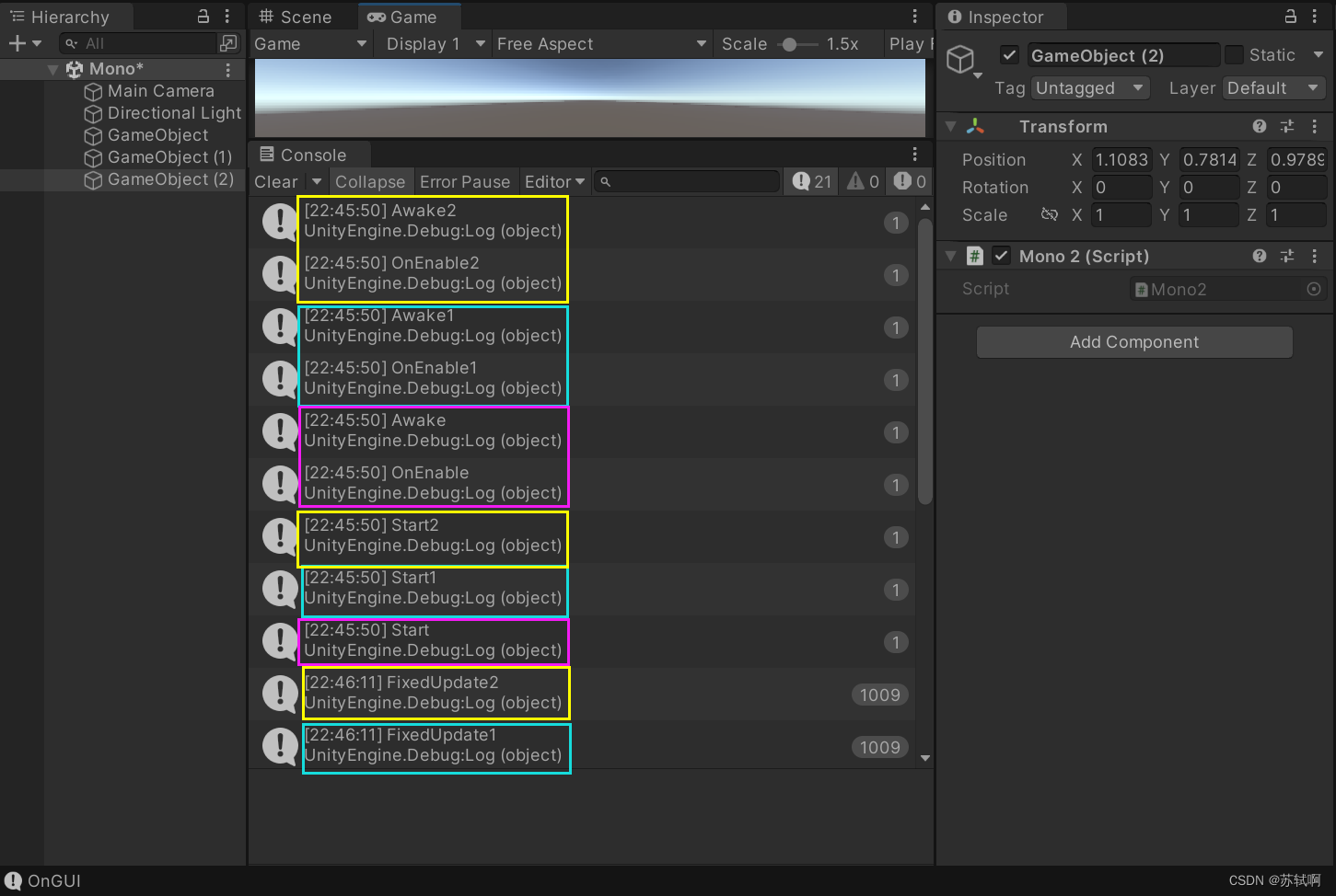 Unity的GameObject生命周期_unity gameobject 生命周期-CSDN博客