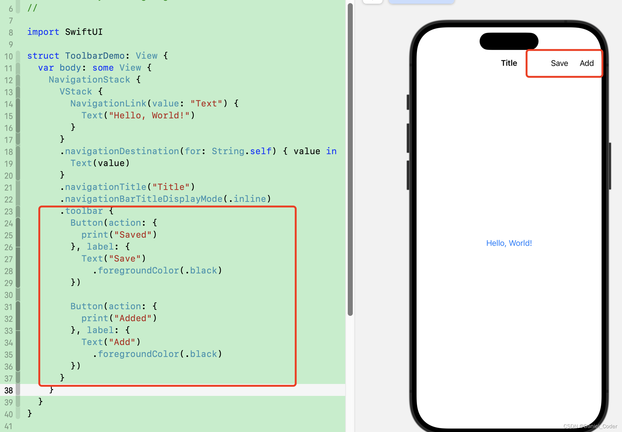 SwiftUI中Toolbar使用介绍（ToolbarItem, ToolbarItemPlacement, ToolbarItemGroup, ToolbarContent）_swiftui ...
