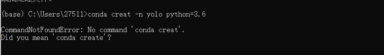No command 'conda creat'——解决方法_commandnotfounderror: no command 'conda creat'. di-CSDN博客