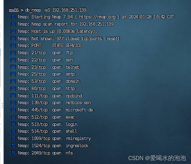 msfconsole中db_namp的使用方法以及如何让msf连接数据库-CSDN博客