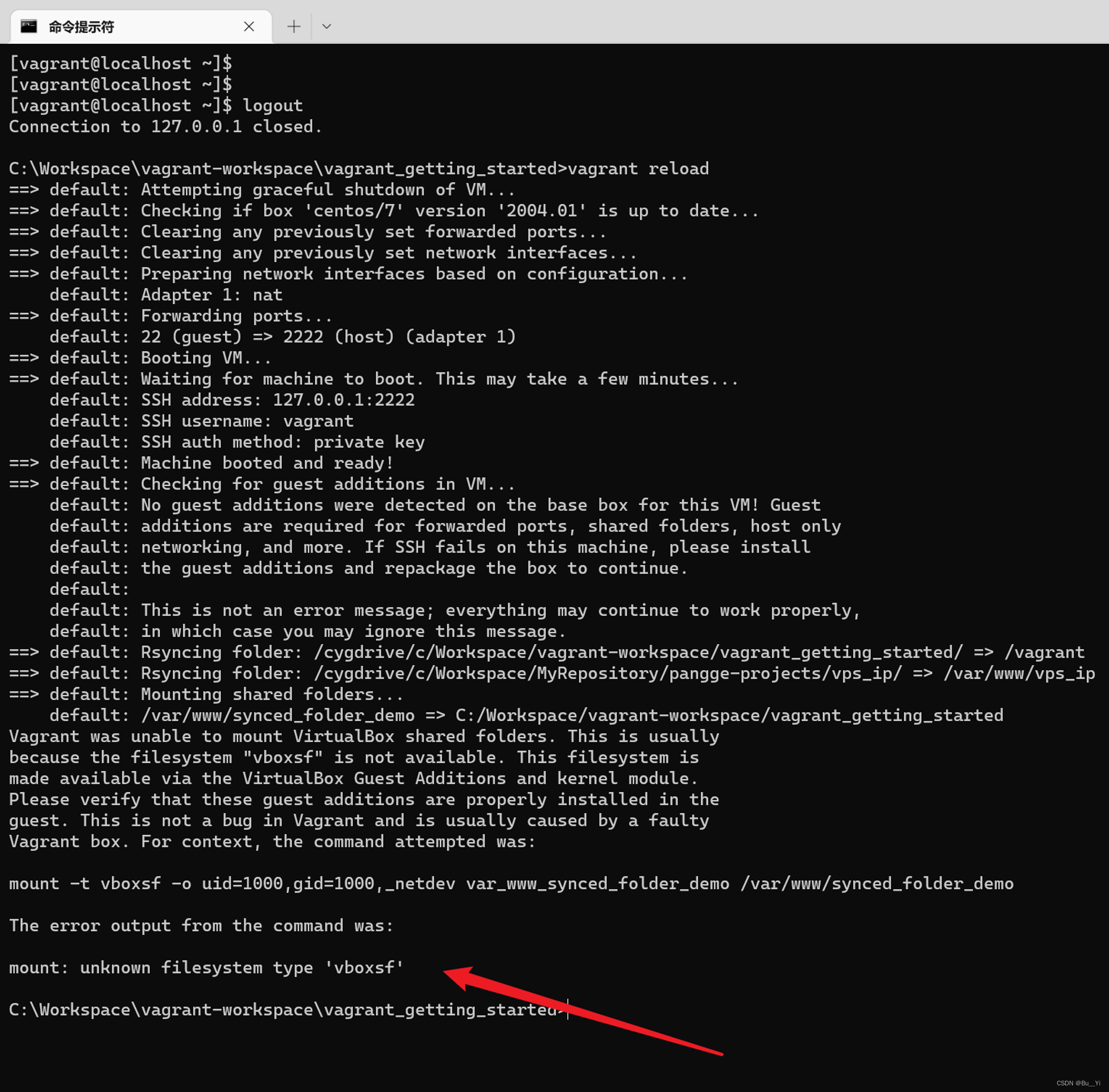 Vagrant 共享目录出现 mount：unknown filesystem type ‘vboxsf‘_mount: unknown filesystem type 'vboxsf-CSDN博客