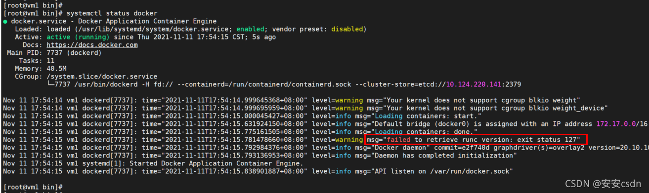 【错误解决】docker找不到runc：failed to create shim: OCI runtime create failed: unable to retrieve OCI ...