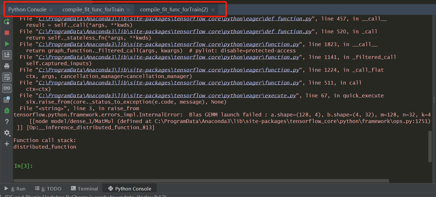 Pycharm中tensorflow-gpu 运行时出错：Blas GEMM launch failed_tensorflow1.13.1 blas gemm launch failed ...