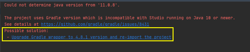 Android Studio — Could not determine java version from ‘11.0.8‘. The ...
