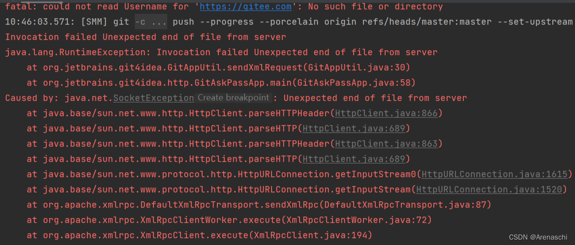 Invocation failed Unexpected end of file from serverjava.lang.RuntimeException: Invocation ...