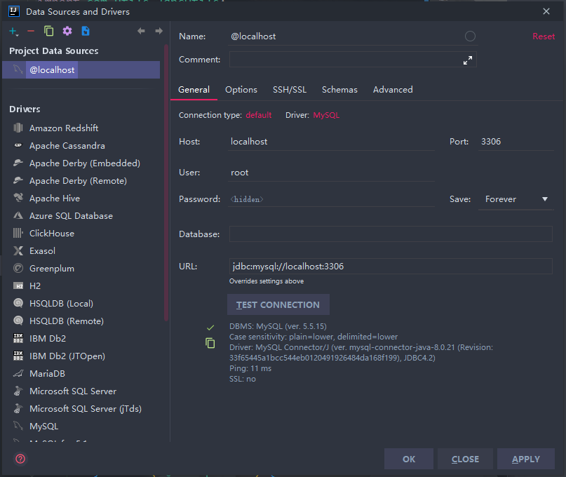 使用IDEA直接连接数据库报错：Server returns invalid timezone. Go to 'Advanced' tab and set 'serverTimezone ...