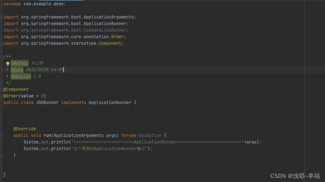 项目初始化时ApplicationRunner和CommandLineRunner的应用_commandlinerunner初始化的时候可以读到application的配置吗-CSDN博客