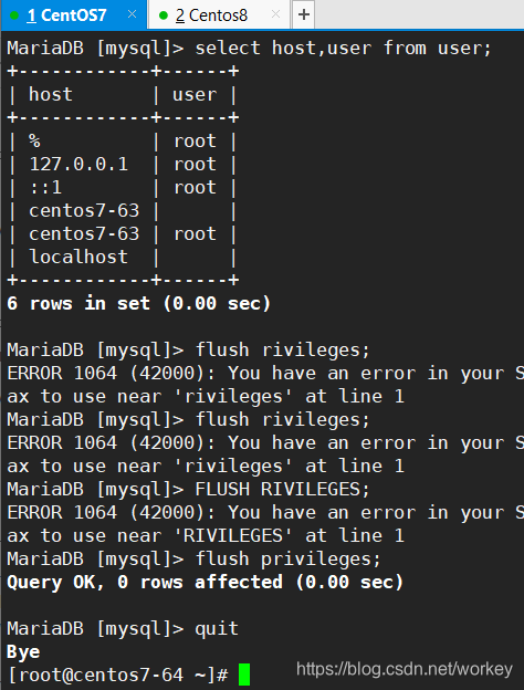 远程连接mysql服务器报错ERROR 1130 (HY000): Host ‘ip‘ is not allowed to connect to this MariaDB server ...