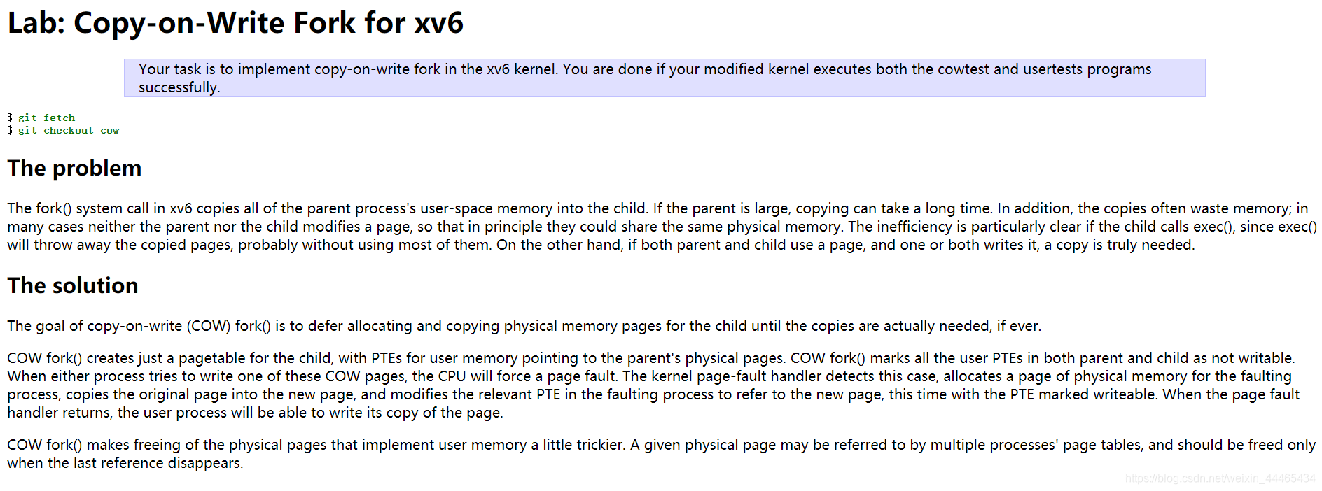 xv6 6.S081 Lab5: cow_lab5 cow csdn-CSDN博客