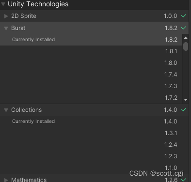 「Unity3D」解决2022的PackageManager无法显示官方插件Burst和Collections的最新版本_unity3d package manager不显示-CSDN博客