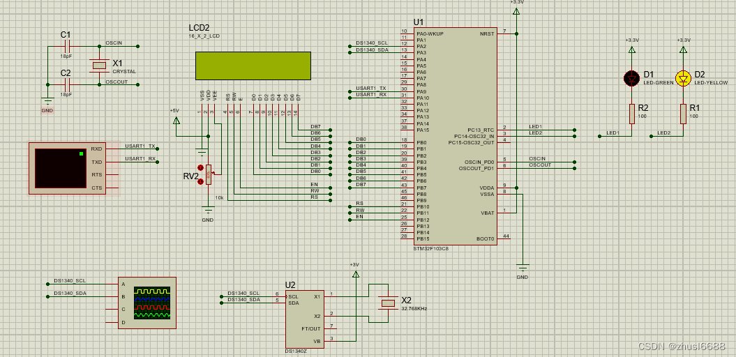 Proteus8.0仿真应用设计（五十九）基于STM32CubeMX、STM32F103C8T6 、FREERTOS、DS1340Z时钟芯片 ...