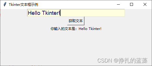 Python 图形化界面基础篇：添加文本框（ Entry ）到 Tkinter 窗口_python tkinter 文本框-CSDN博客