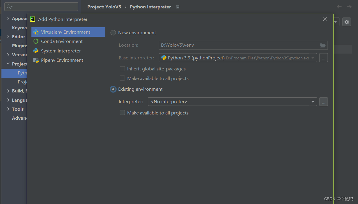 PyCharm项目解释器设置-CSDN博客