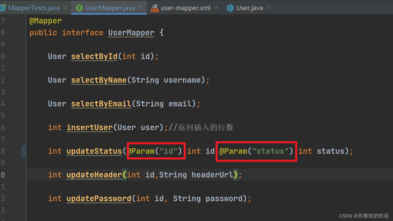 Parameter ‘statue‘ not found. Available parameters are [arg1, arg0, param1, param2]_parameter ...