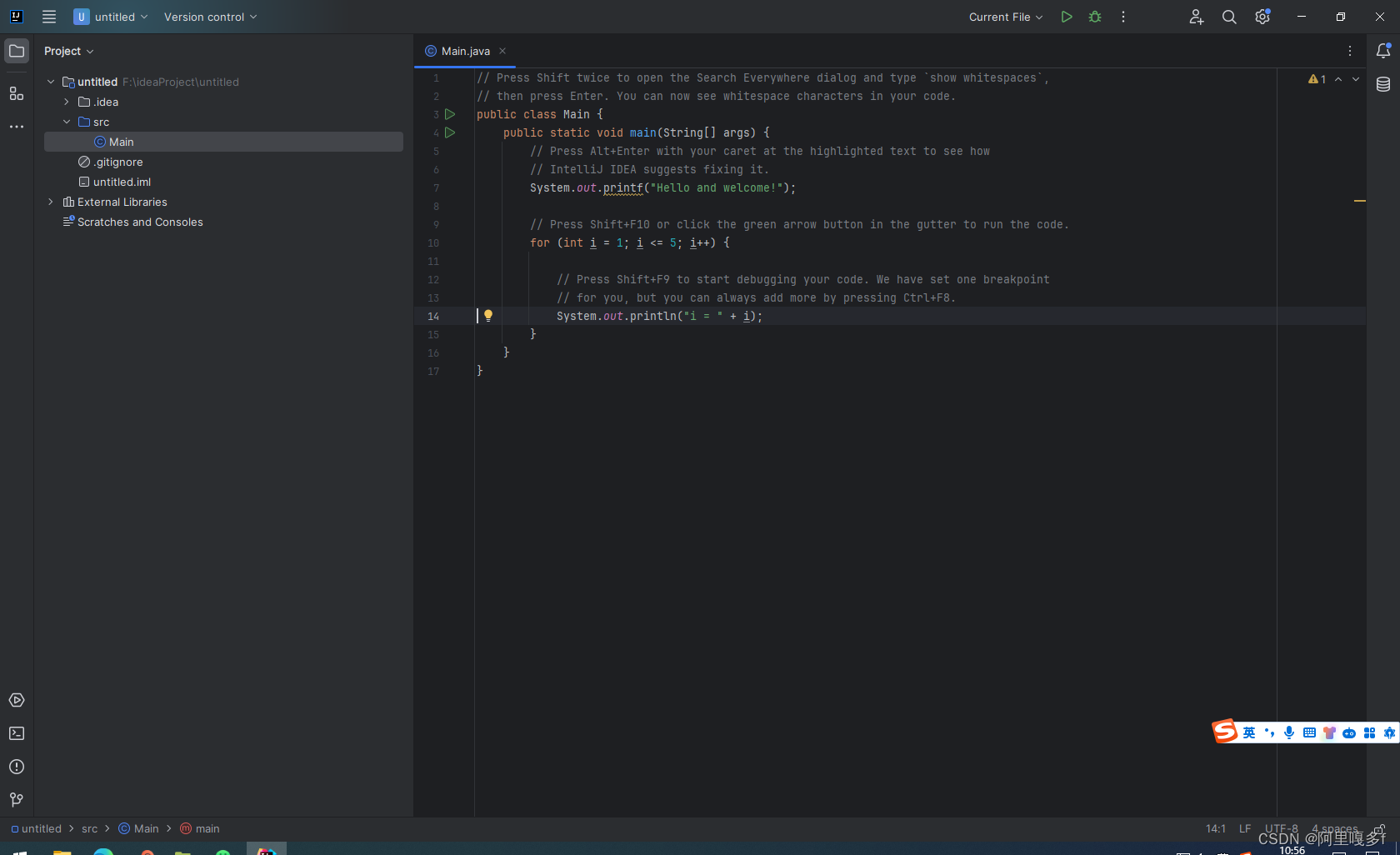 idea下载与安装，以及创建一个项目写HelloWorld_code with me一定要激活吗-CSDN博客