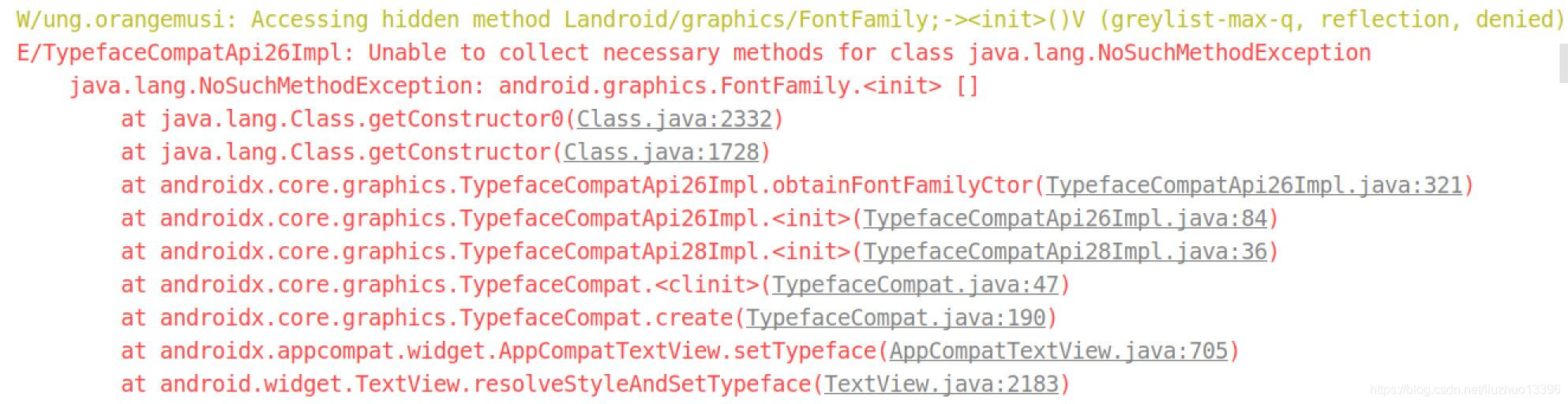 java.lang.NoSuchMethodException android.graphics.FontFamily报错的解决方案_java.lang ...