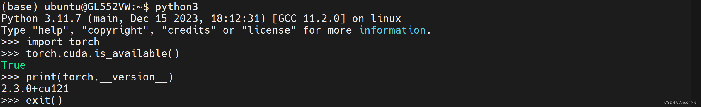 ubuntu系统搭建pytorch环境详细步骤【笔记】_2.3.0+cu121-CSDN博客