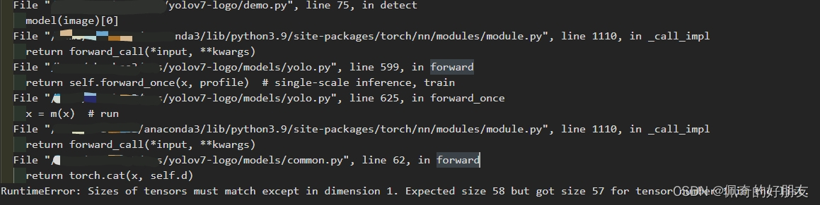 模型预测过程中报错 RuntimeError: Sizes of tensors must match except in dimension 1.-CSDN博客
