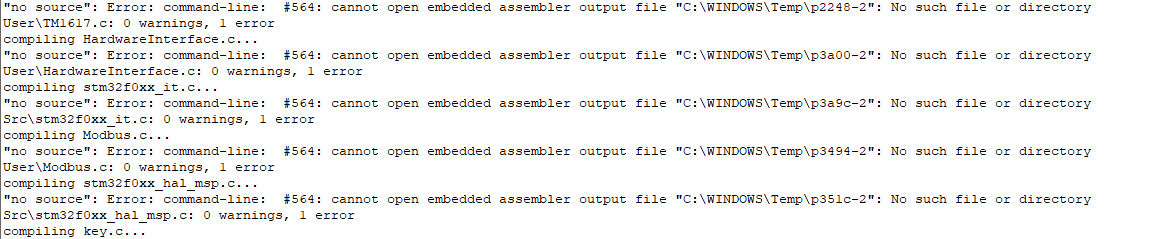 Keil出现“no source“: Error: command-line: #564: cannot open_no source": error: command-line: #564 ...