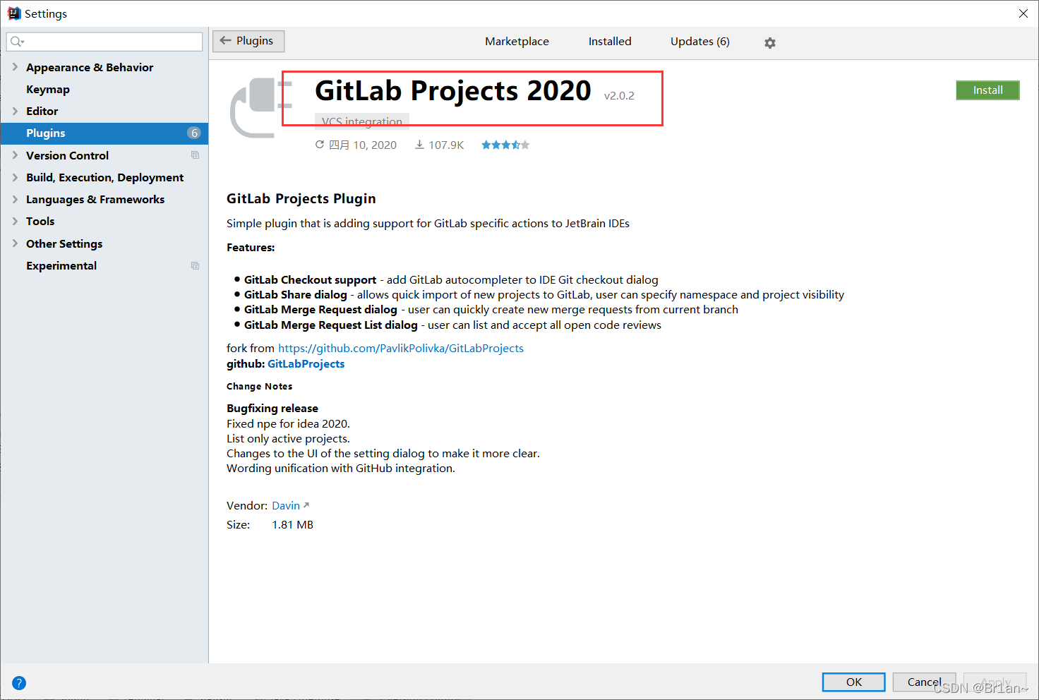 idea2019.3安装gitlab插件并重启后 setttings-＞Version Control 还是不显示Gitlab选项解决办法_idea 没有gitlab-CSDN博客