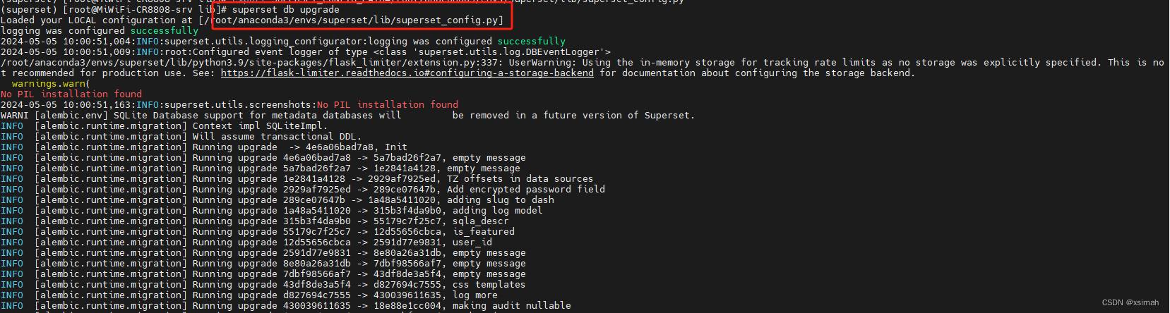 【superset】 A Default SECRET_KEY was detected, please use superset_config.py to override it. Use ...