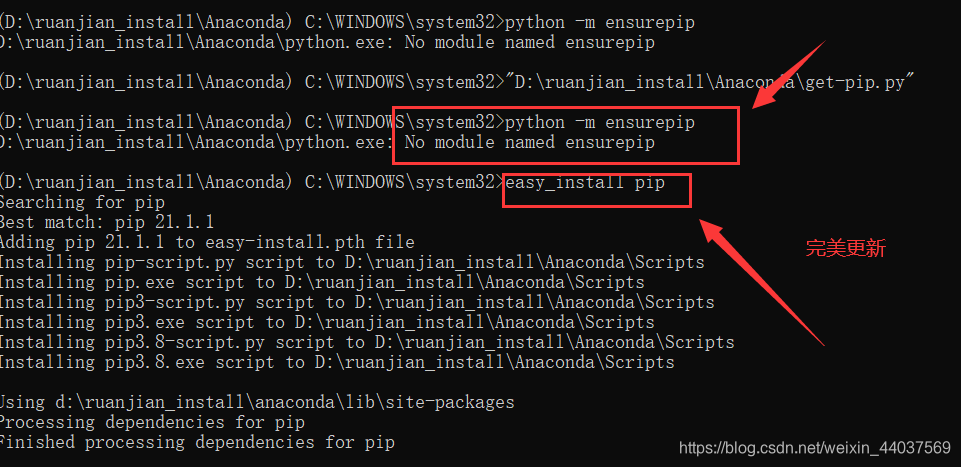 6.ModuleNotFoundError: No module named ‘pip‘ 并且 No module named ‘ensurepip‘_no module named ...
